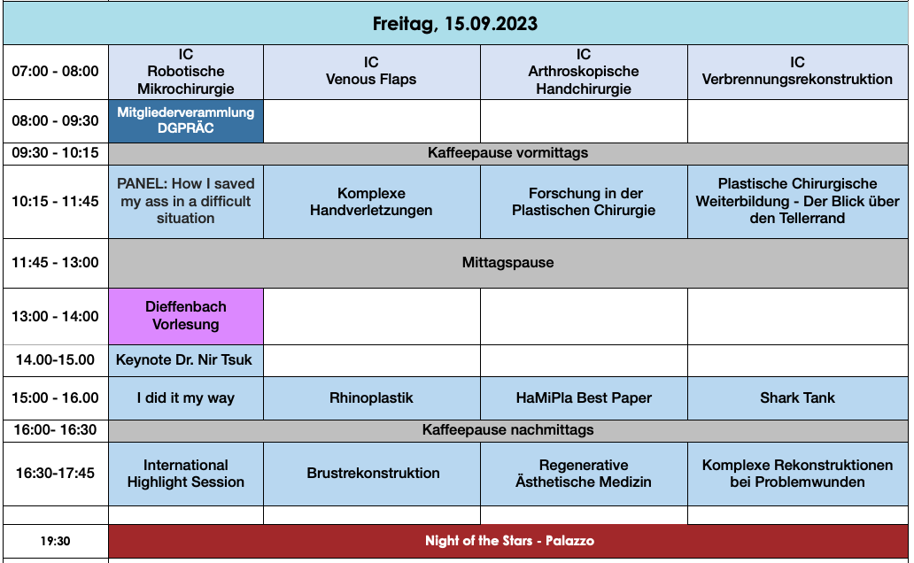 Programmübersicht | 14.-16.09.2023 – 53. Jahrestagung der DGPRÄC & 27 ...