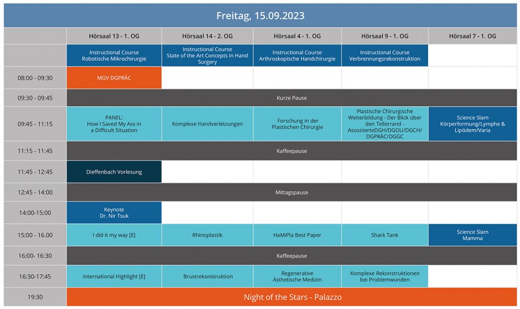 Programmübersicht | 14.-16.09.2023 – 53. Jahrestagung der DGPRÄC & 27 ...